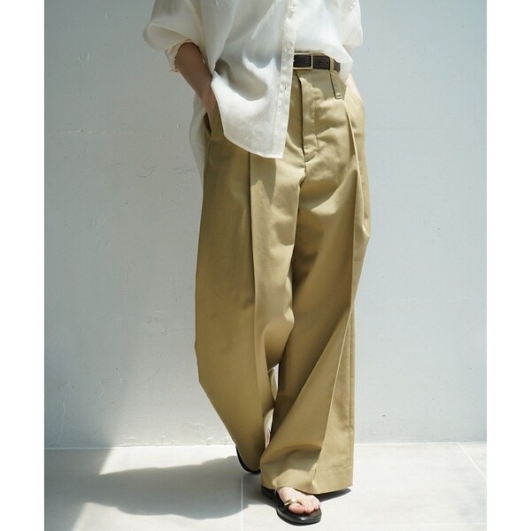 カリテ（qualite）/TCツイルWループタックワイドパンツ