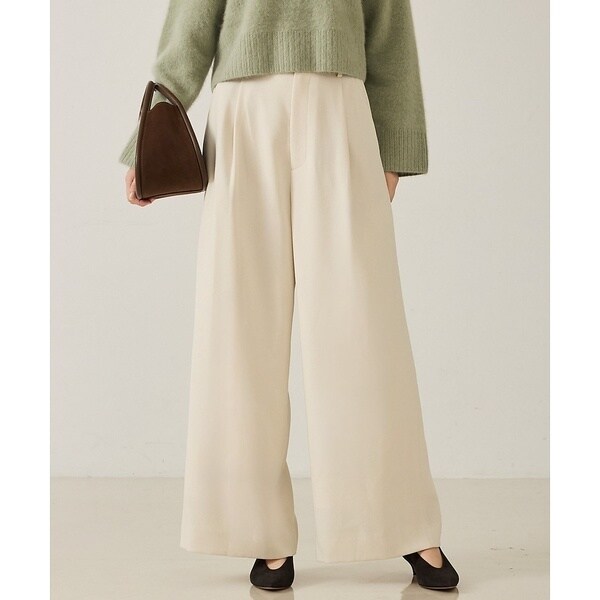 カリテ（qualite）/【大人のワイドパンツ】ウーリッシュツイルパンツ