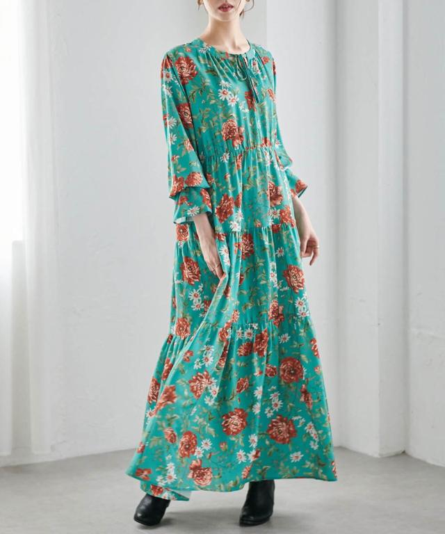 ラナン（Ranan）/レトロフラワーティアードワンピ