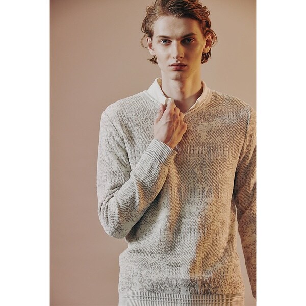 5351プール・オム（5351POUR LES HOMMES）/ペインティング ブロークンチェック Vネック プルオーバー ニット