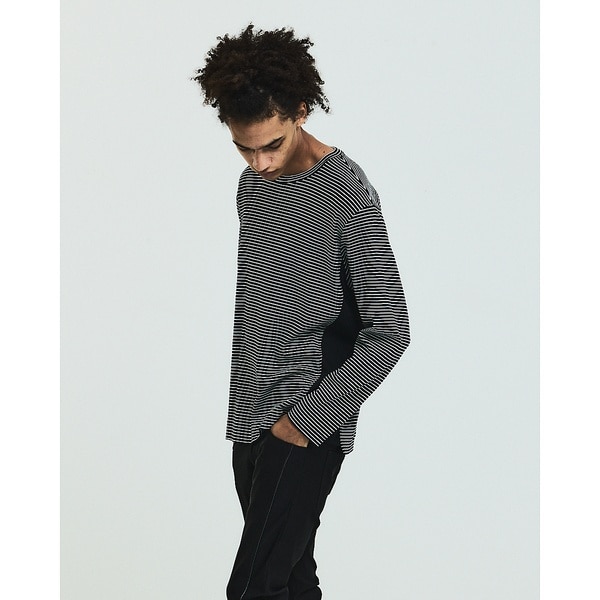5351プール・オム（5351POUR LES HOMMES）/【25S/S】コンビネーション ボーダー 長袖 Tシャツ
