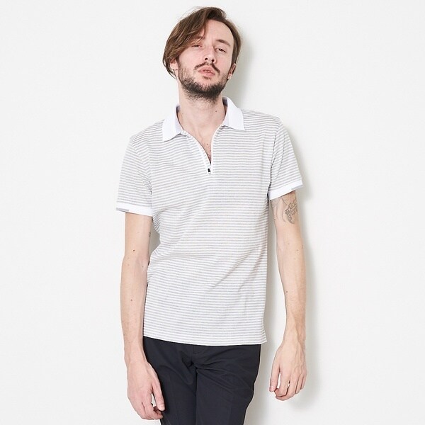 5351プール・オム（5351POUR LES HOMMES）/鹿の子ボーダー ZIPポロシャツ