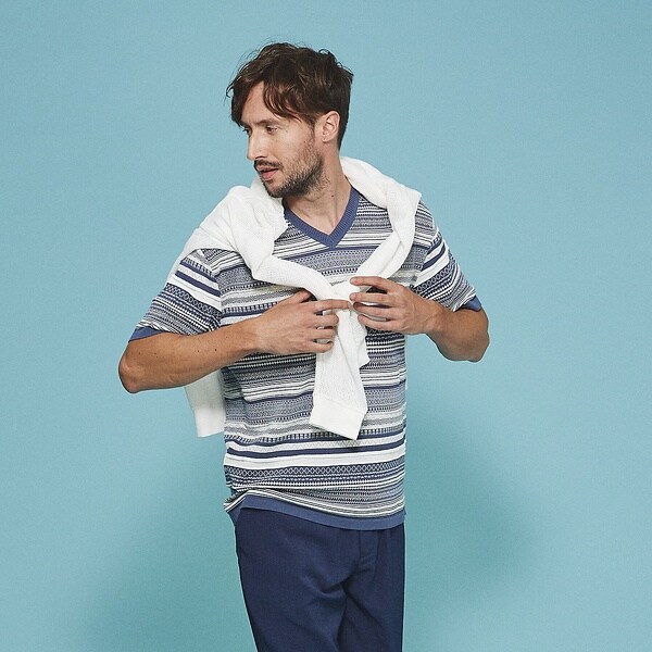 5351プール・オム（5351POUR LES HOMMES）/リンクスジオメトリック ジャガード ニットTシャツ