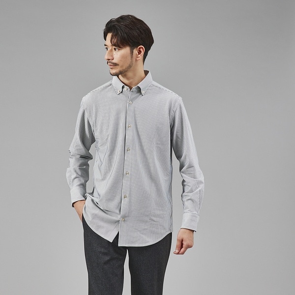 アバハウス（ABAHOUSE）/【多機能】ナローストライプ サッカー ボタンダウン シャツ