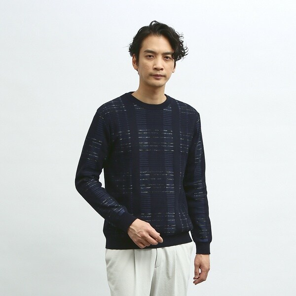 アバハウス（ABAHOUSE）/【ラメ混シャドーブロック】プルオーバー ニット