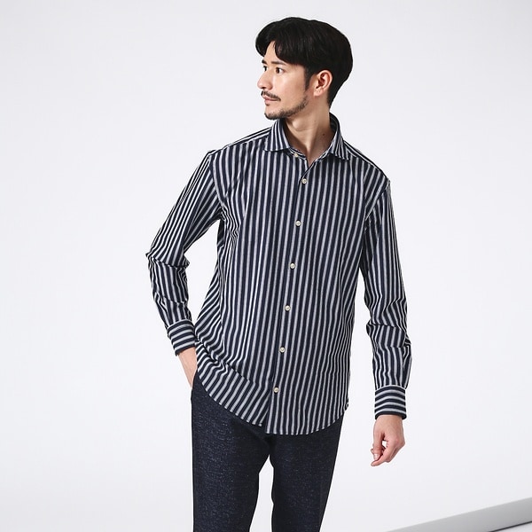 アバハウス（ABAHOUSE）/【FLEX SHIRTS】マルチストレッチ シャンブレー ストライプ シャツ