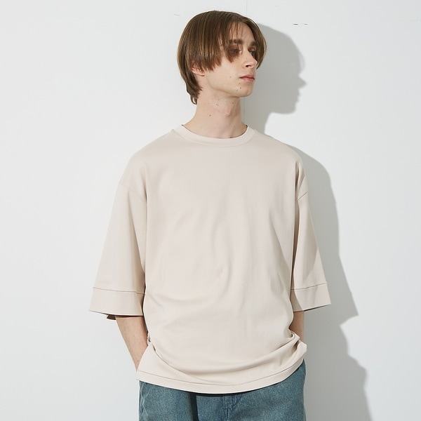 アバハウス（ABAHOUSE）/【定番】ドロップショルダー 五分袖 メローロック Tシャツ