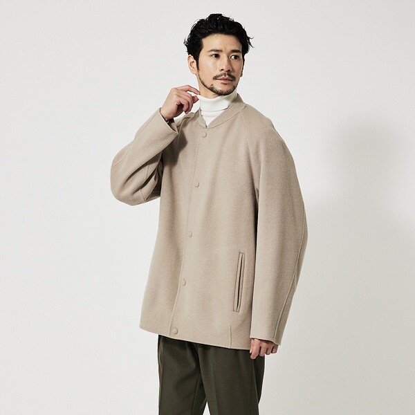 アバハウス（ABAHOUSE）/【super120s】ウールリバー ノーカラーブルゾン