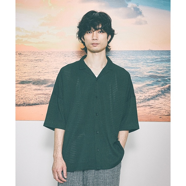 アバハウス（ABAHOUSE）/【ブロック柄】ストレッチ シアーシャツ