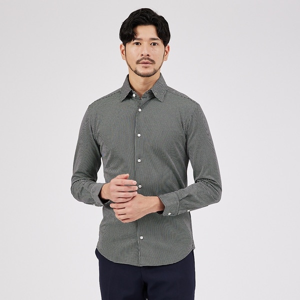 アバハウス（ABAHOUSE）/【FLEX SHIRTS】コンパクトシルキー ギンガムチェック 長袖シャツ