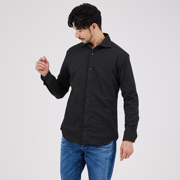 アバハウス（ABAHOUSE）/【FLEX SHIRTS】千鳥柄フクレガジャガード ジャージシャツ