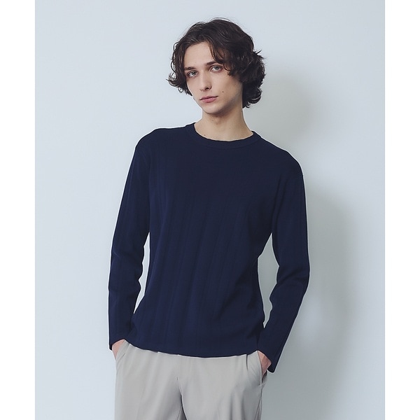 アバハウス（ABAHOUSE）/ランダムストライプ 総針プルオーバーニット / クルーネック