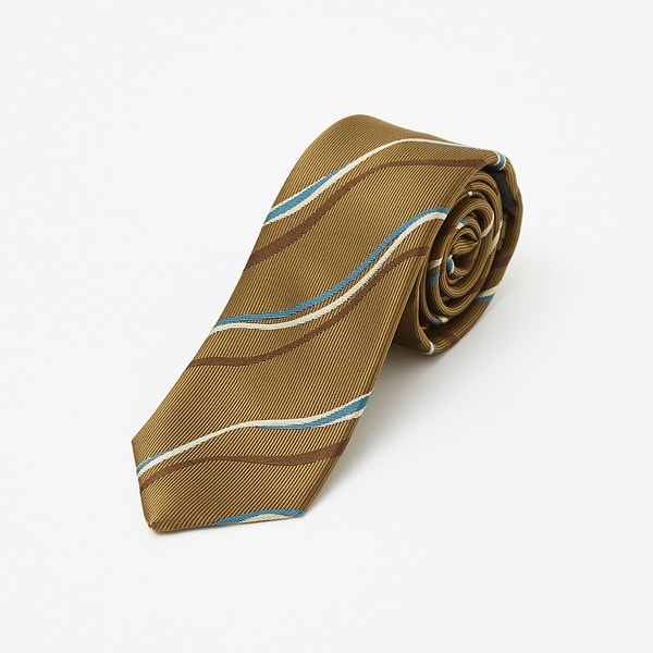 アバハウス（ABAHOUSE）/シルクネクタイ レジメンタル風ウェーブ柄 / MADE IN JAPAN