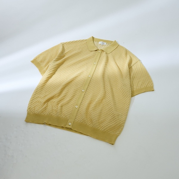 アバハウス（ABAHOUSE）/【透かし編み】バイアス メッシュニットポロ  / ニットシャツ