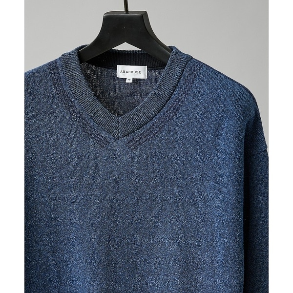 アバハウス（ABAHOUSE）/WOOL MIX ブークレーＶネックニット