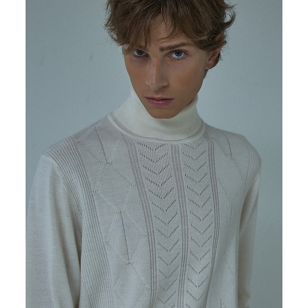 アバハウス（ABAHOUSE）/Pure Merino ハイゲージ タートルネックニット / ケーブルニット