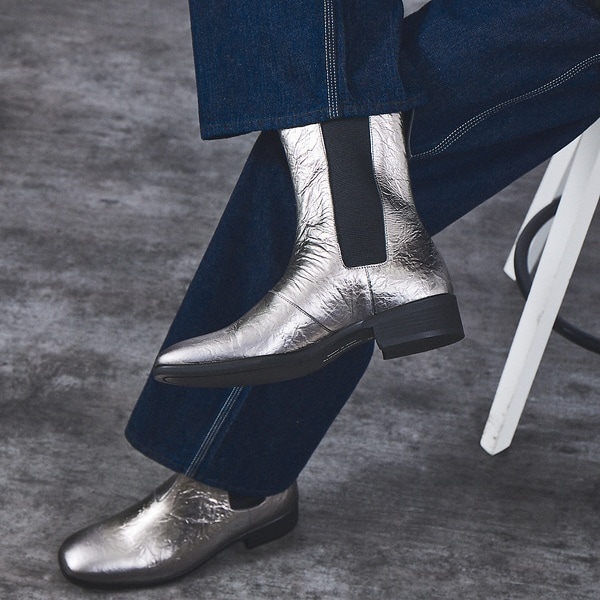 アルフレッド・バニスター（alfredoBANNISTER）/スクエアトゥ サイドゴア ホイル ロング レザー ブーツ