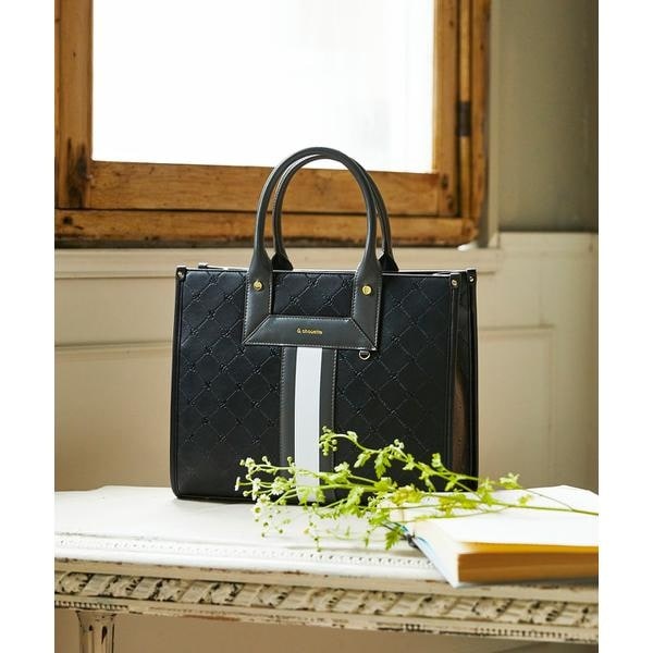 アンドシュエット（& chouette）/型押しモノグラム　センターライントートバッグ(大)