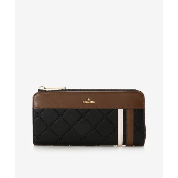 アンドシュエット（& chouette）/型押しモノグラム スポーティーラインラウンド長財布