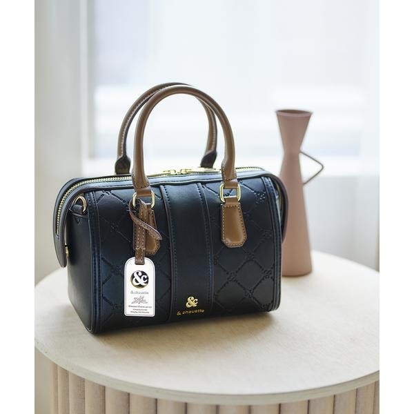 アンドシュエット（& chouette）/型押しモノグラム　ミニボストンバッグ