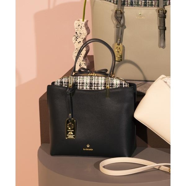 アンドシュエット（& chouette）/ハンドル金具ツイード ハンドバッグ