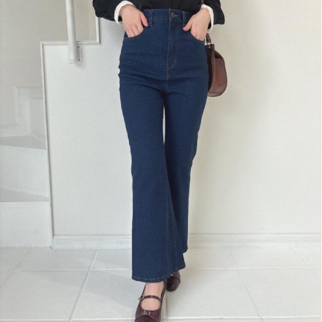 フィント（FINT）/【足長効果/美脚/洗える】ハイウエストフレアーデニムパンツ