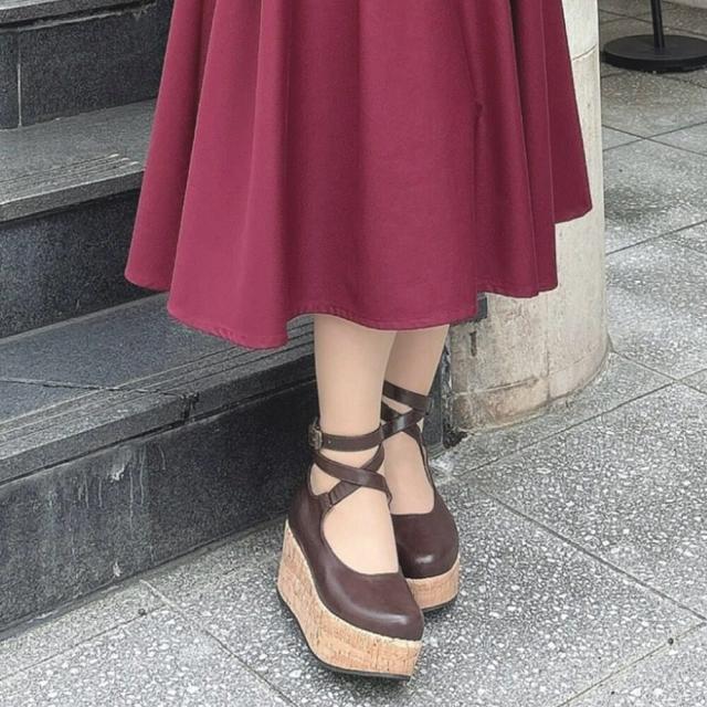 アンアナザーアンジェラス（an another angelus）/【新色追加/大人気再入荷】クロスストラップ厚底パンプス