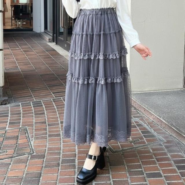 アンアナザーアンジェラス（an another angelus）/【洗える】レース フリル チュール スカート