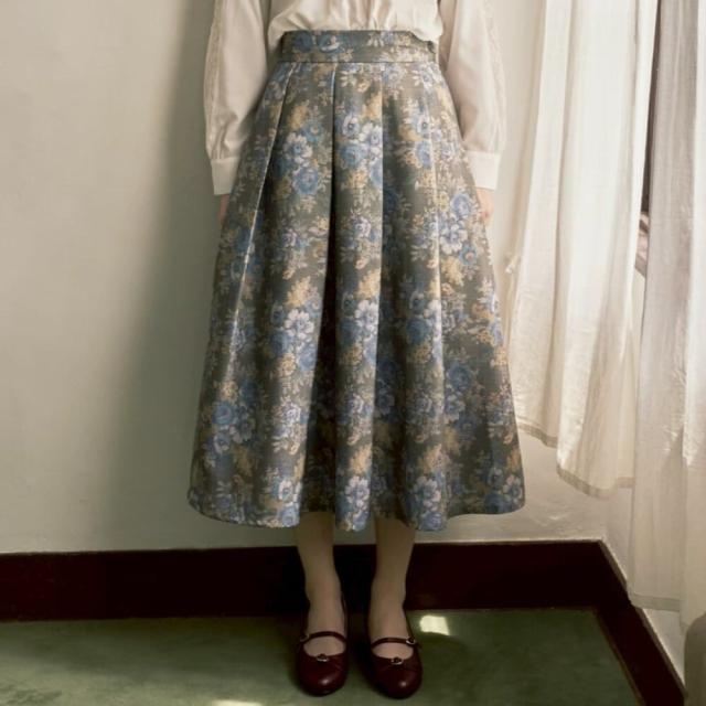 アンアナザーアンジェラス（an another angelus）/【洗える/セットアップ可能】ゴブラン風プリントタックスカート