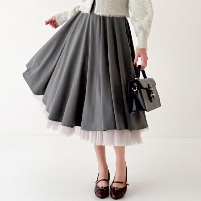 アンアナザーアンジェラス（an another angelus）/【生地感たっぷり/ふわふわ/洗える】パニエサーキュラースカート