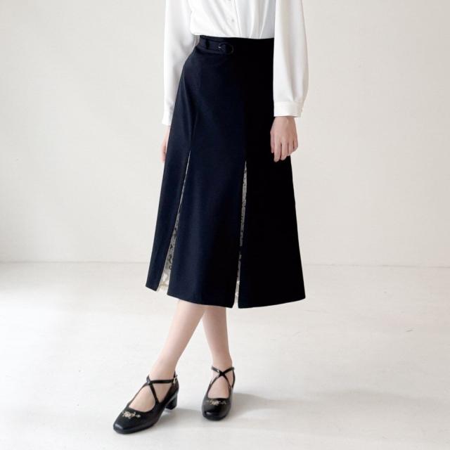 アンアナザーアンジェラス（an another angelus）/【美シルエット/通勤/洗える/セットアップ可能】レース切替ナロースカート