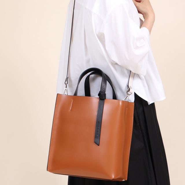 ベース（BASE）/【ROBERTA GANDOLFI】イタリア製 カーフスキン2WAYバイカラートートバッグ(L)