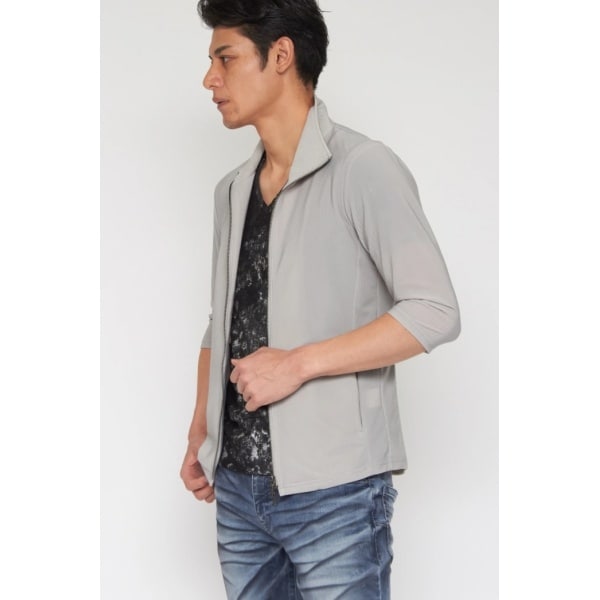 トルネードマート（TORNADO MART）/TORNADO MART∴プランプトリコット７分袖スタンドZIPカーデ