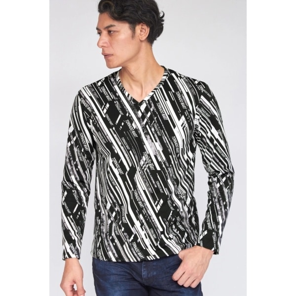 トルネードマート（TORNADO MART）/TORNADO MART∴TMロゴストライプVネックカットソー