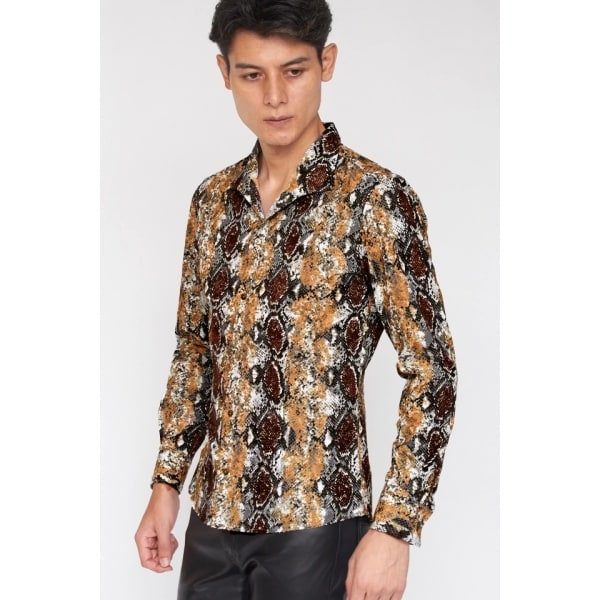 トルネードマート（TORNADO MART）/TORNADO MART∴グロッシーパイソンプリントシャツ