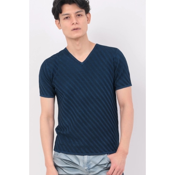 トルネードマート（TORNADO MART）/TORNADO MART∴バイアスストライプリンクス半袖ニット