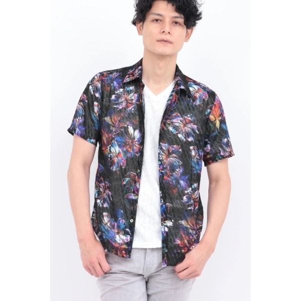 トルネードマート（TORNADO MART）/TORNADO MART∴メタルハイビスカスプリント半袖シャツ