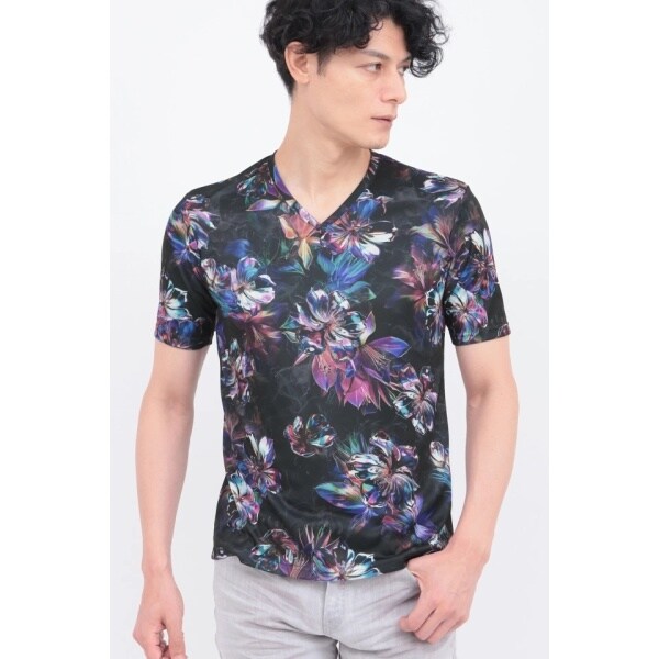 トルネードマート（TORNADO MART）/TORNADO MART∴メタルハイビスカスプリント半袖カットソー