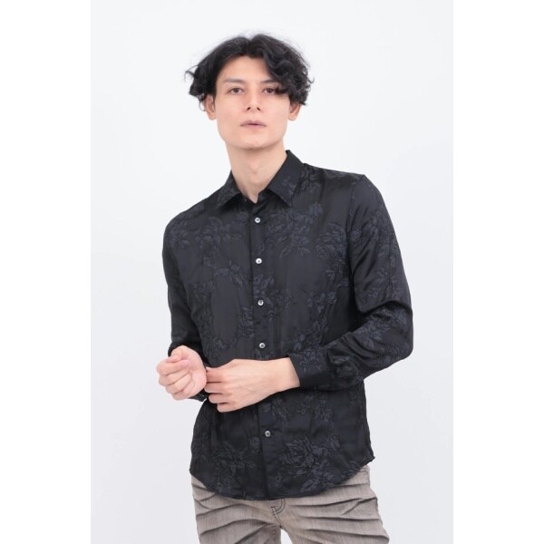 トルネードマート（TORNADO MART）/TORNADO MART∴サテンオーガンジーシュリンクフラワープリントシャツ