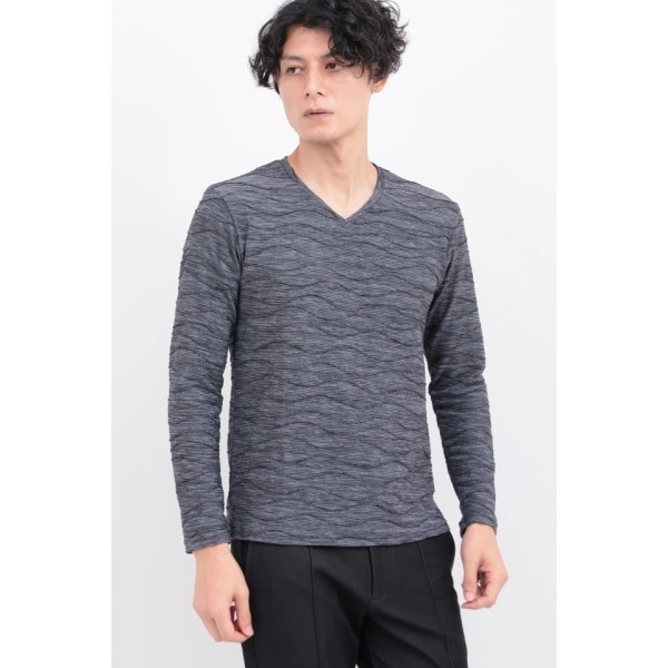 トルネードマート（TORNADO MART）/ZERO by TORNADO MART∴ウェーブストームタック天竺Vネック