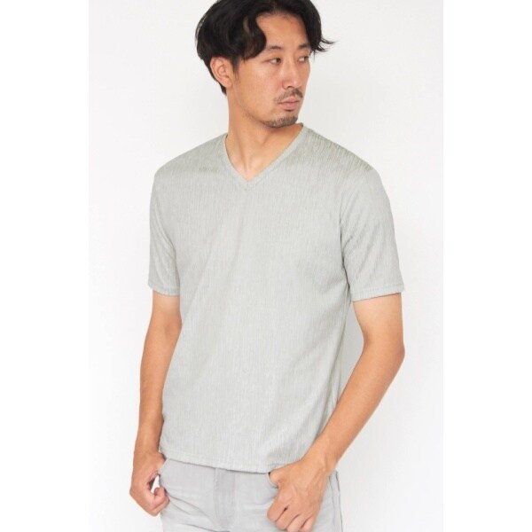 ハイストリート（HIGH STREET）/HIGH STREET∴ブライトウィロージャガードVネック半袖カットソー