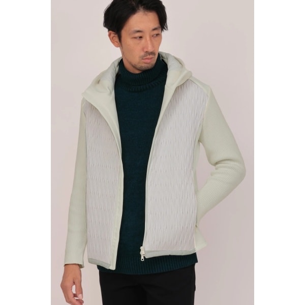 ハイストリート（HIGH STREET）/HIGH STREET∴キルトコンビ袖ニットブルゾン