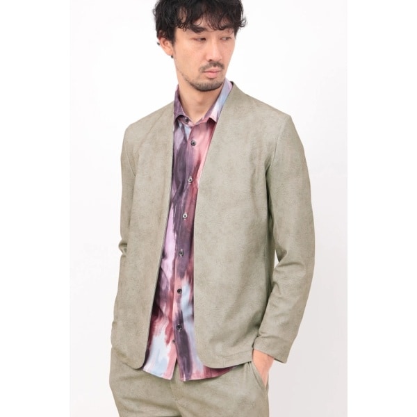 ハイストリート（HIGH STREET）/HIGH STREET∴トリコットメッシュマーブル調プリントノーカラージャケット