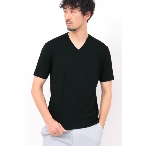 ハイストリート（HIGH STREET）/HIGH STREET∴バイヤスチェックJQ半袖Vネックカットソー