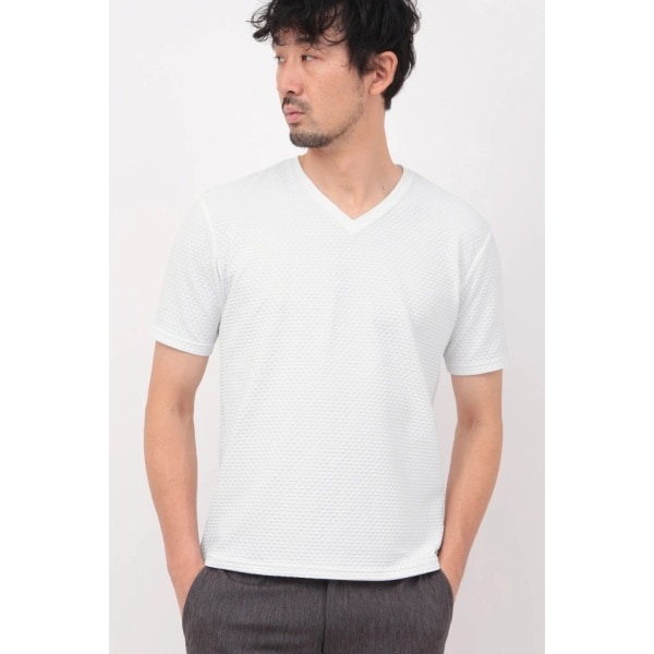 ハイストリート（HIGH STREET）/HIGH STREET∴RIPAトライアングルモノグラムVネック半袖カットソー