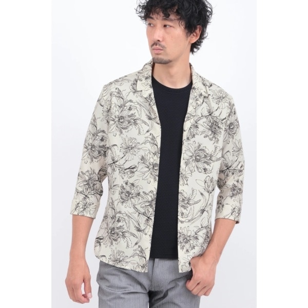 ハイストリート（HIGH STREET）/HIGH STREET∴ラインフラワーショートウイング７分袖シャツ