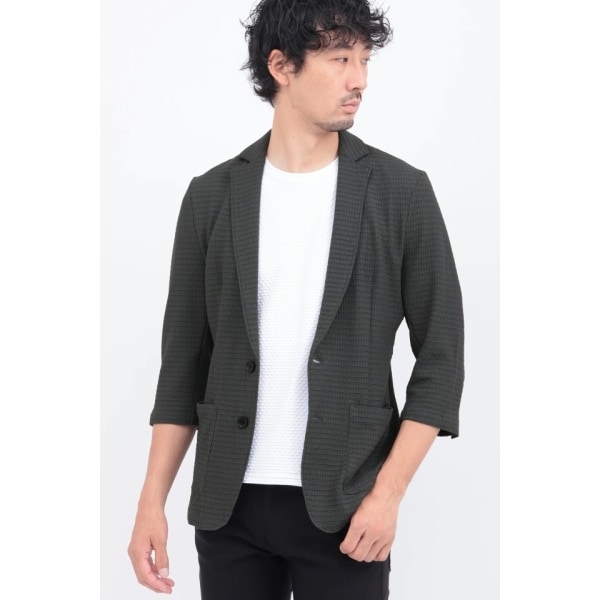 ハイストリート（HIGH STREET）/HIGH STREET∴４WAYエアリーバーク柄リンクス７分袖ジャケット