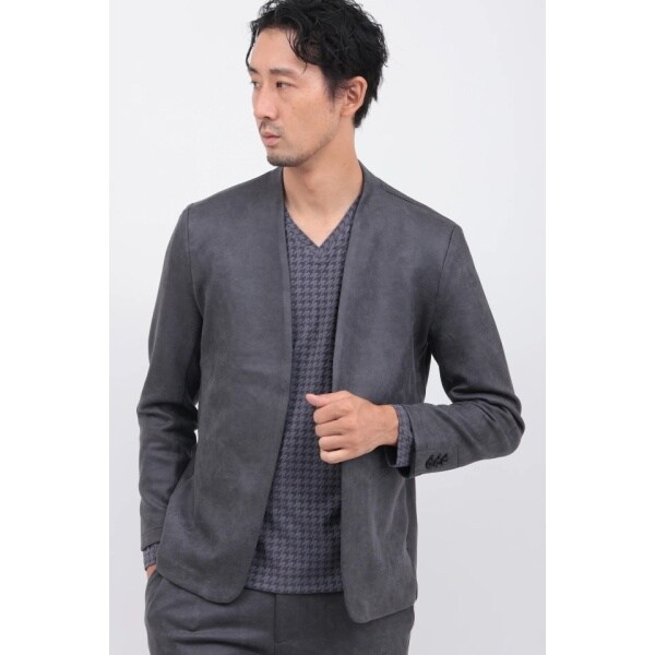 ハイストリート（HIGH STREET）/フェイクスエードプリントノーカラーJK