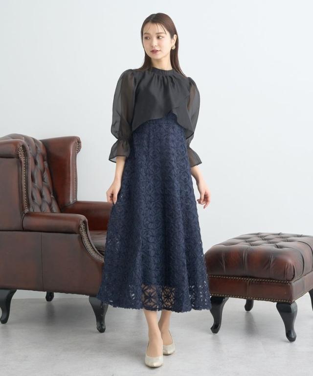 アースミュージック＆エコロジー（earth music&ecology）/SET2点シアーブラウス＋3Dレースワンピース