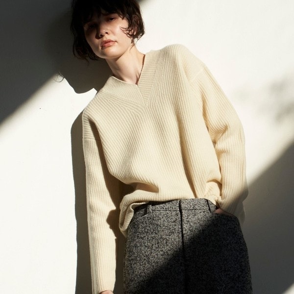 ラエフ（la．f．．．）/【大きいサイズ】洗えるウールカシミヤカラーニット≪手洗い可能≫